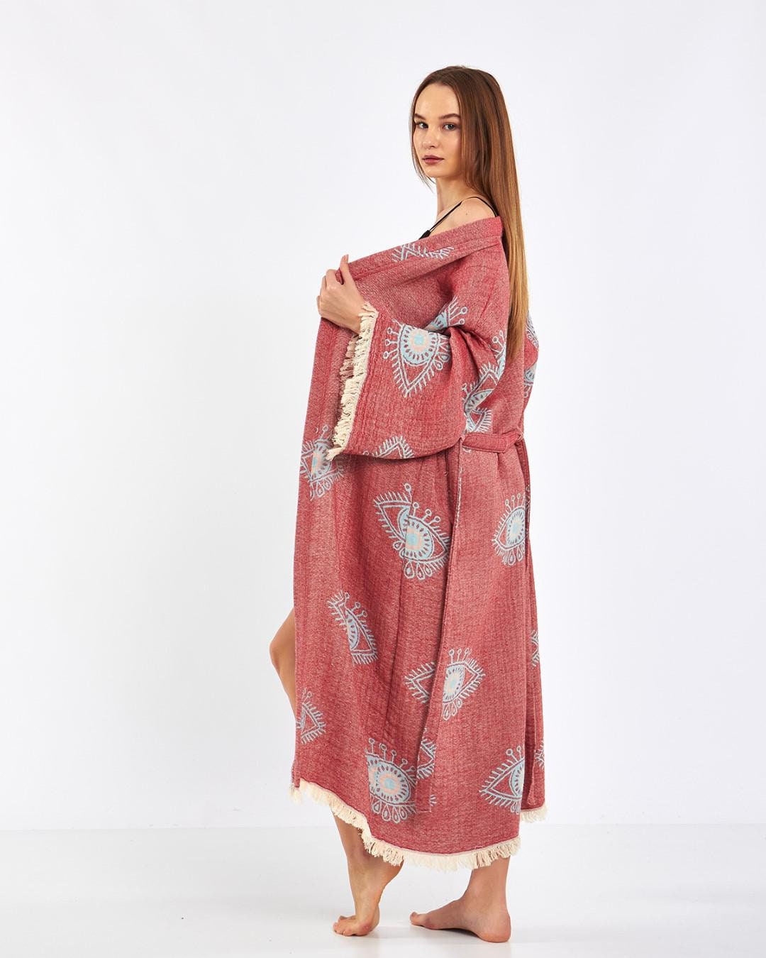 Dusty Rose Evil Eye Print Robe | Spa Day Essentials | Beach Coverup ...