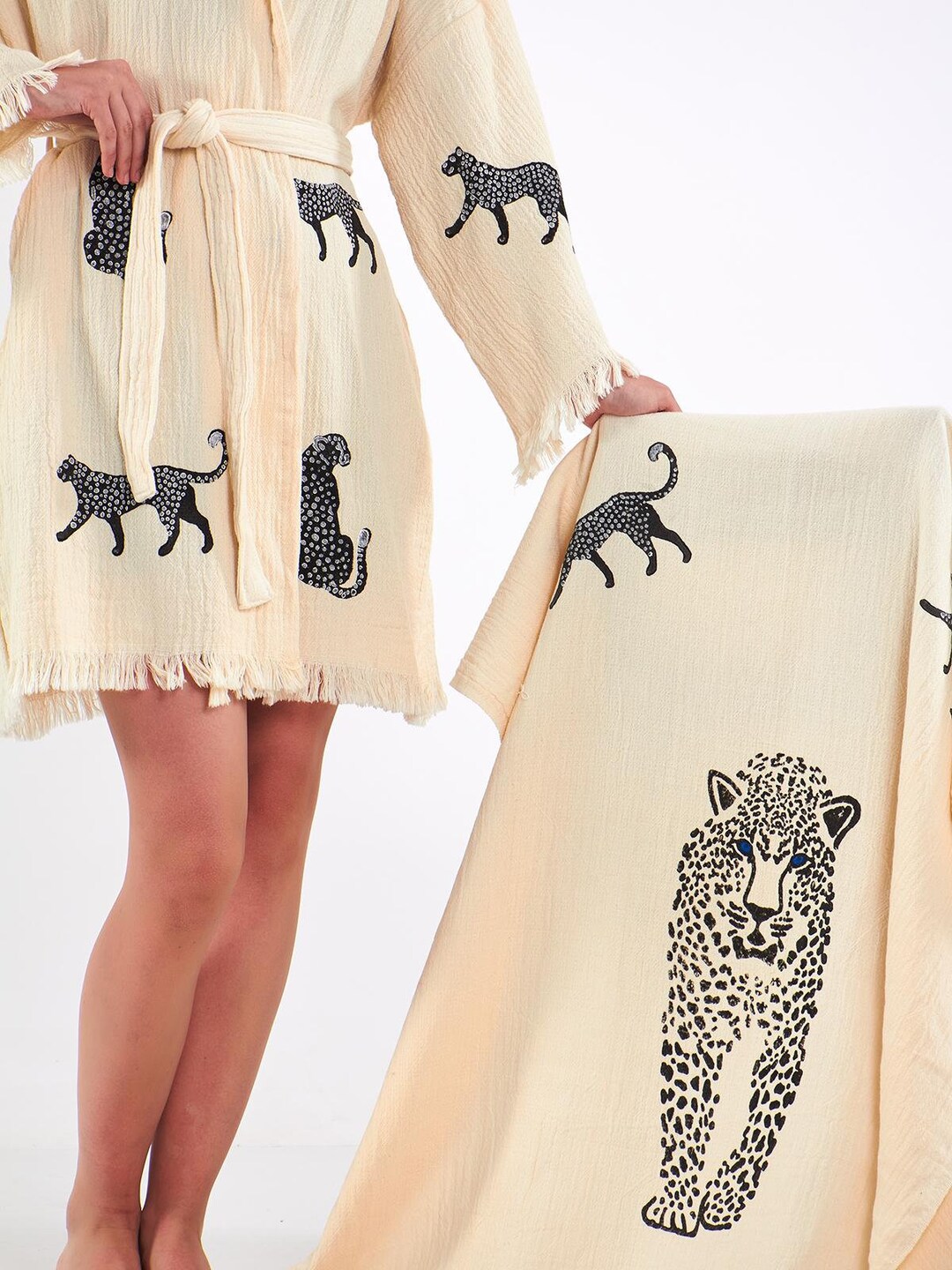 White Leopard Print Robe | Animal Print Clothing | Beach Coverup ...