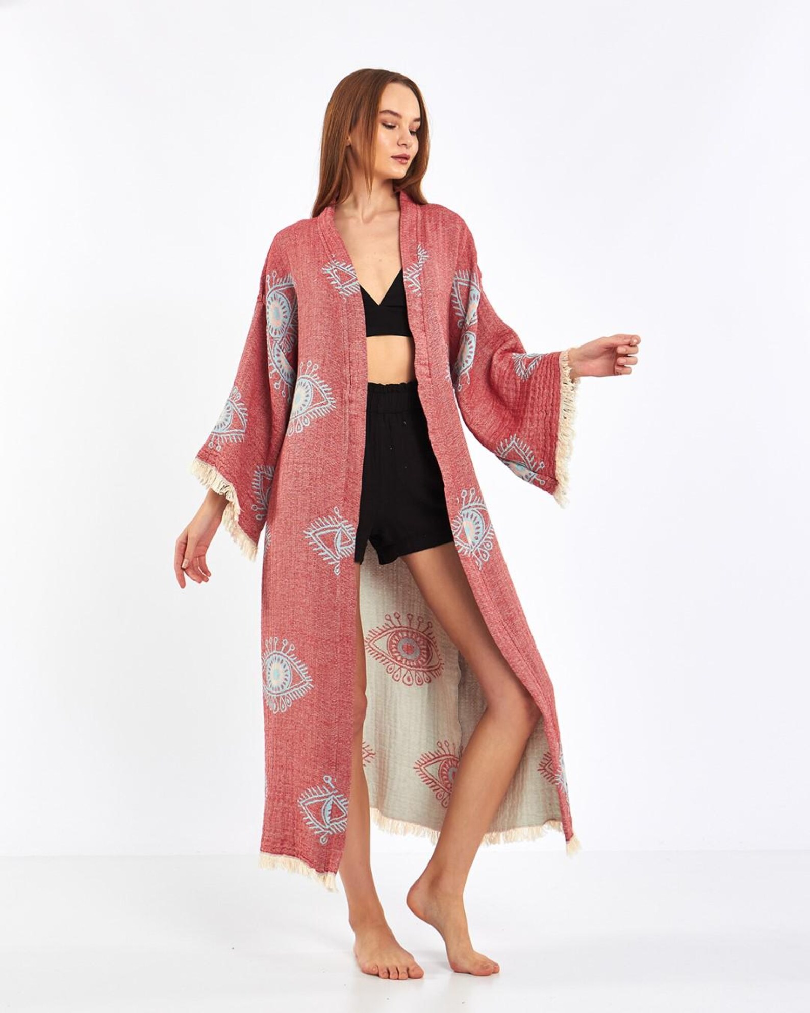 Dusty Rose Evil Eye Print Robe | Spa Day Essentials | Beach Coverup ...