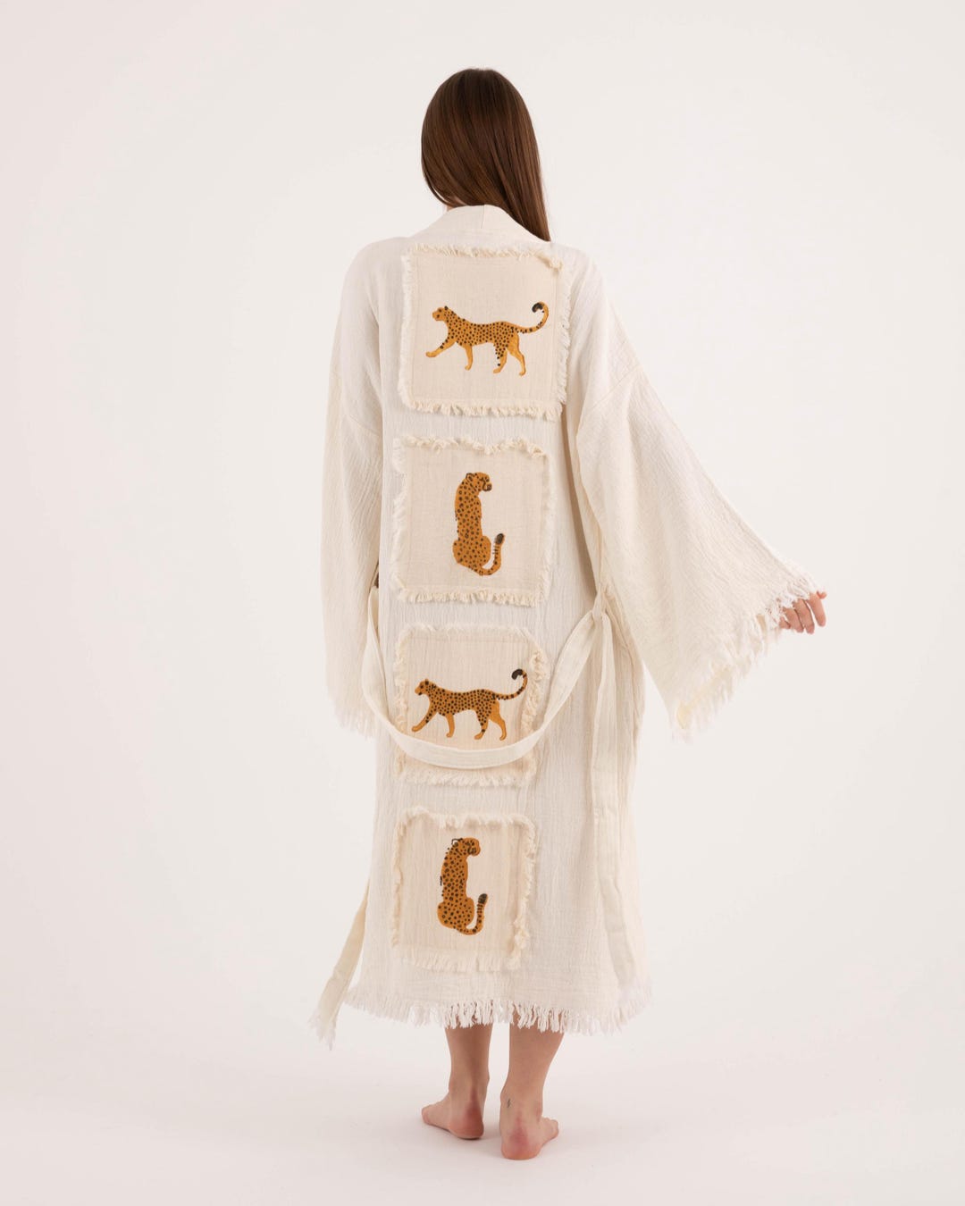 White Leopard Print Robe Animal Print Clothing Beach Coverup Unique ...