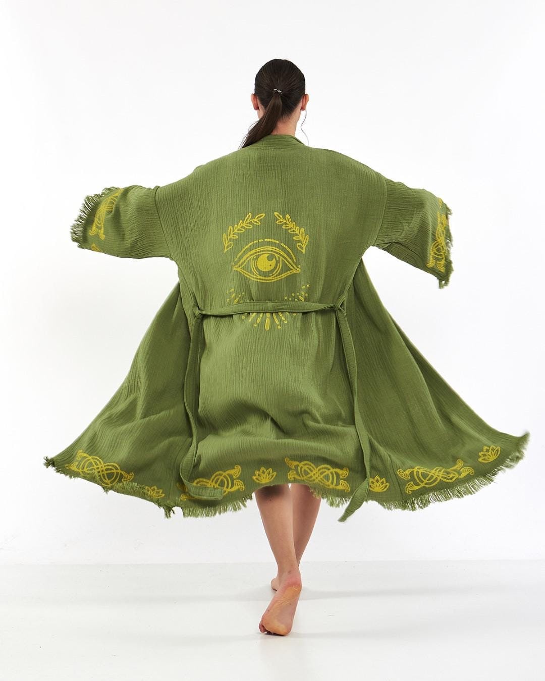 Sage Green Eye Kimono | Festival Kimono | Evil Eye Clothing | Beach ...