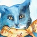 Bluebell Blue Cat Art Childrendecor Room - Etsy