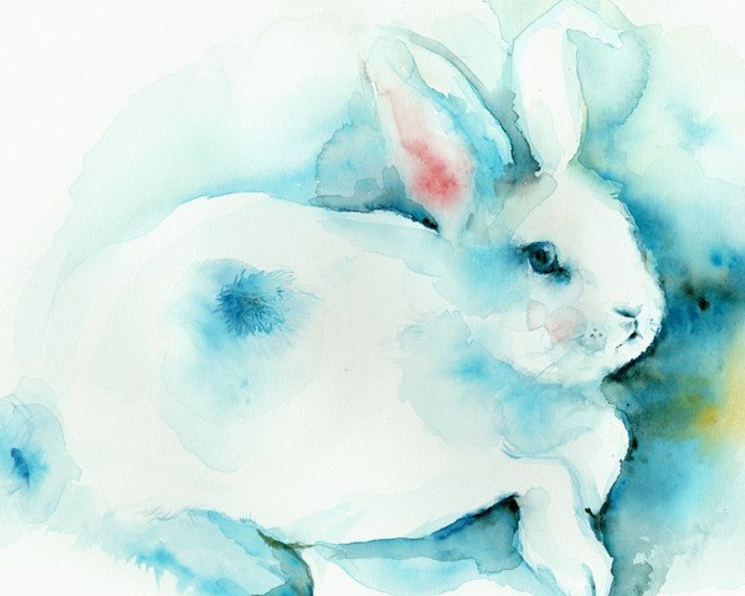 Blue- Archival Rabbit Print, Children, Decor, Nursery - Etsy