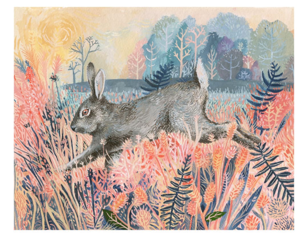 Rabbit in the Field Print - Etsy
