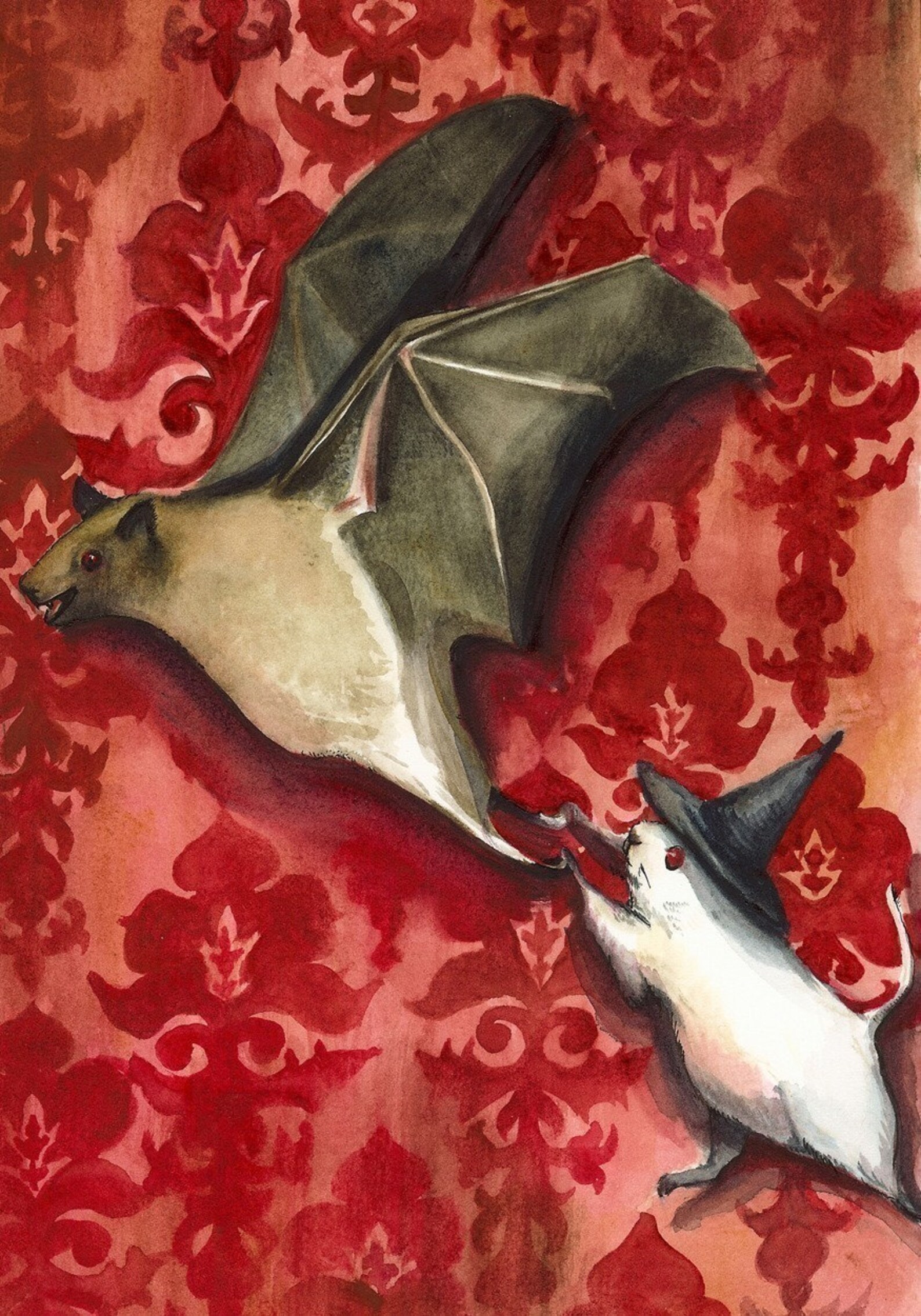 Halloween Decor bat and Mouse Game Archival Print - Etsy