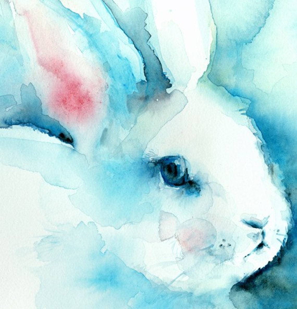 Blue Archival Rabbit Print Children Decor Nursery - Etsy