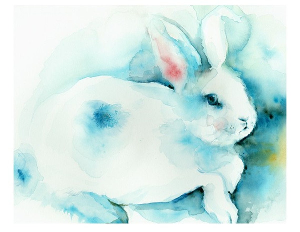 Blue Archival Rabbit Print Children Decor Nursery - Etsy