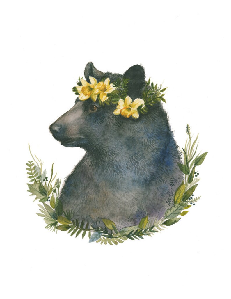 May Bear watercolor print Bear Art | Etsy