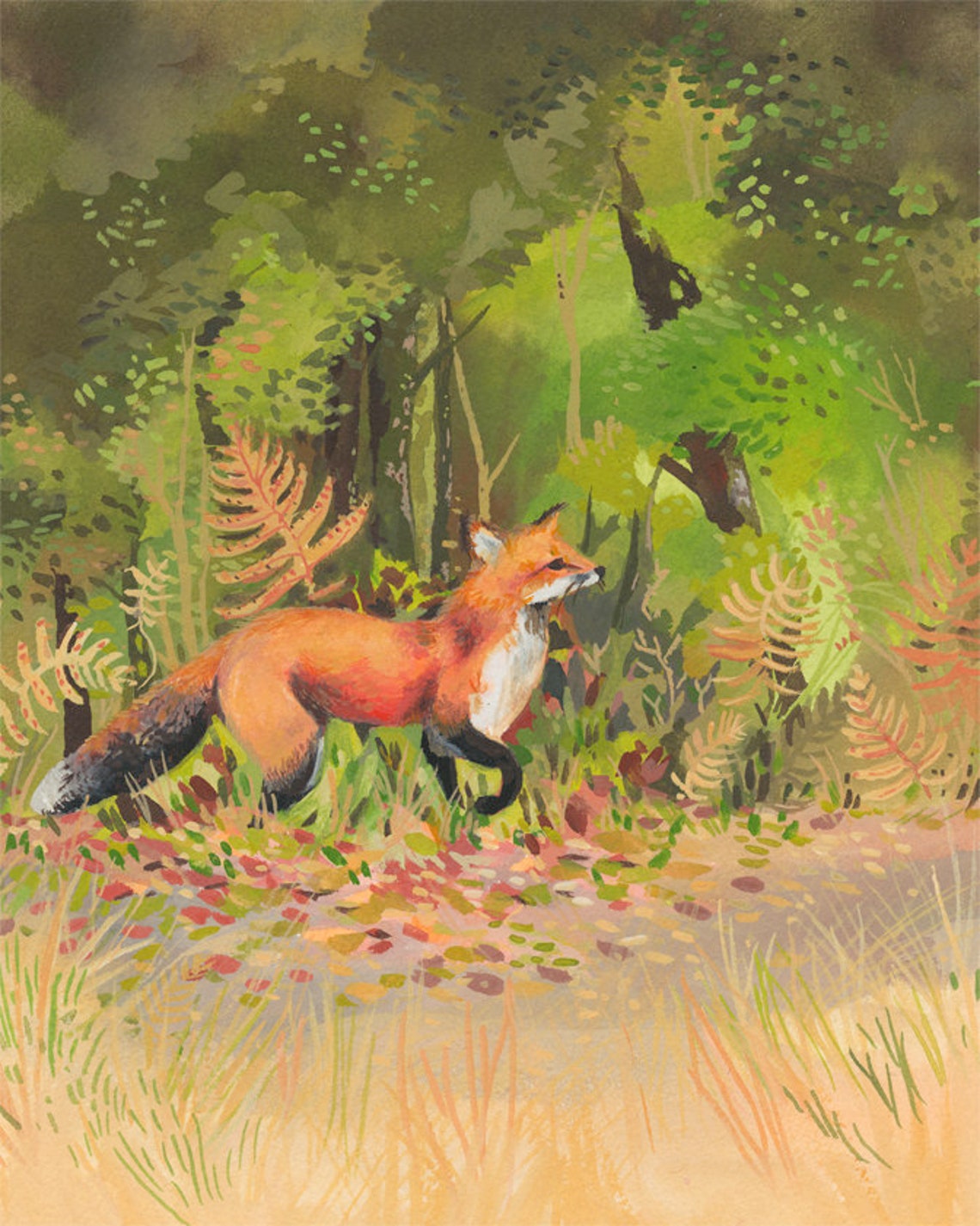 Fox in Autumn Print Reproduction - Etsy