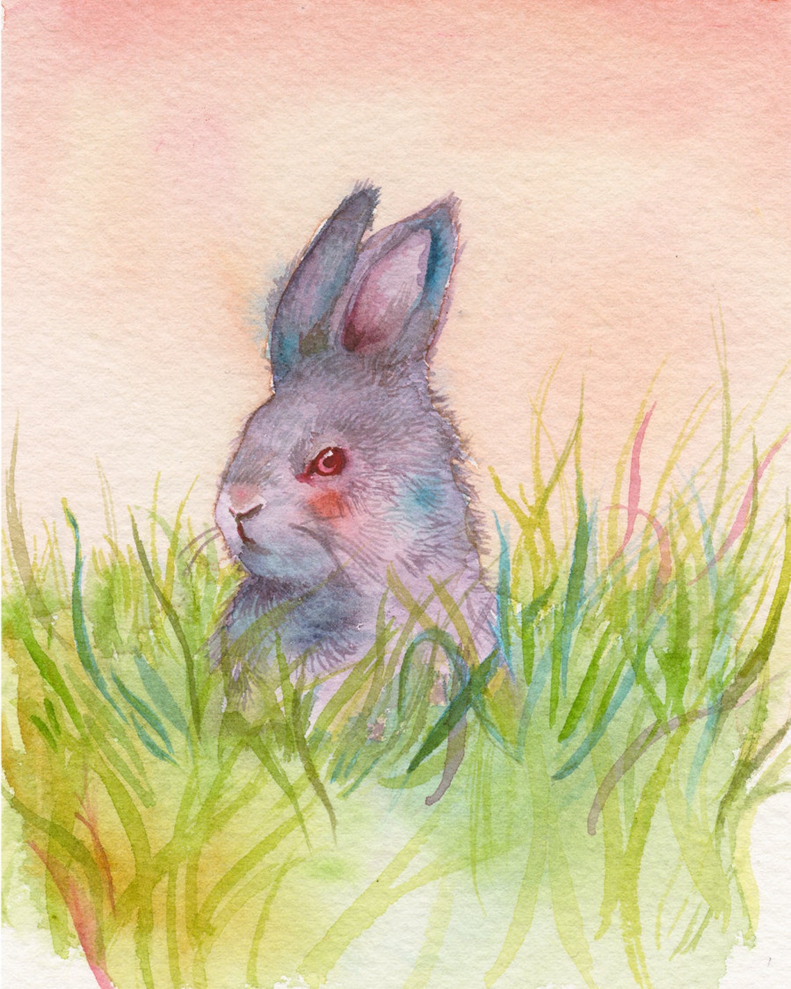 Rainbow Bunny Print | Etsy