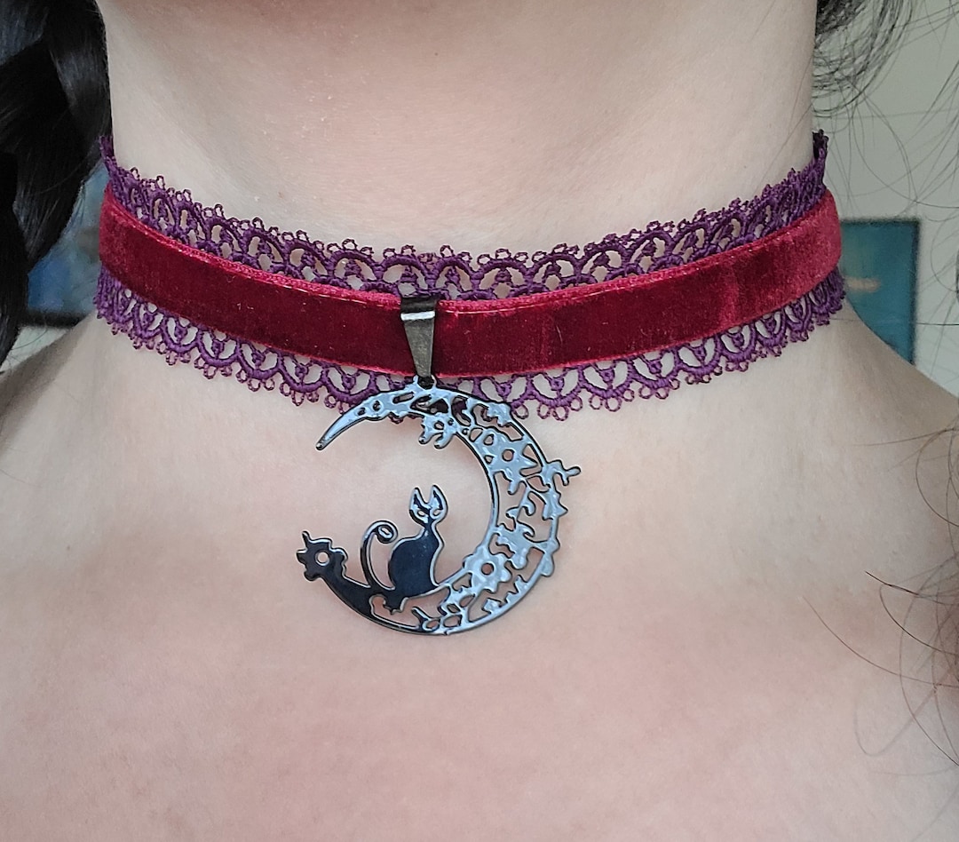 Purple Magical Moon Cat Choker Necklace Collection - Etsy