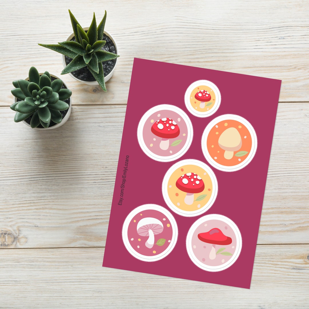 Cottagecore Mushroom Sticker Sheet: Whimsical Fungi Stickers - Etsy