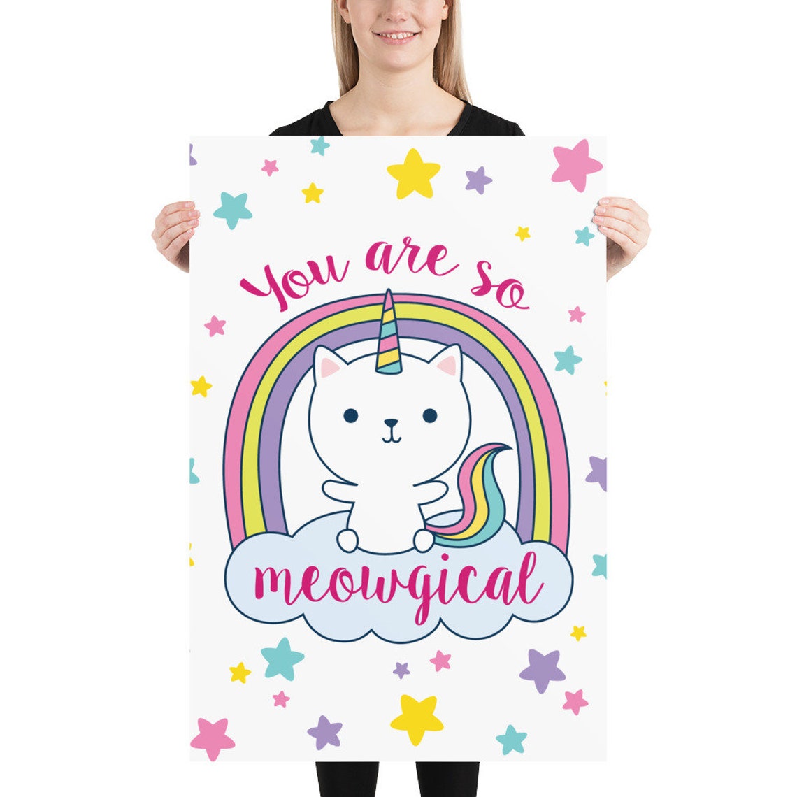 Caticorn cat Unicorn Meowgical Inspirational Kids Poster for - Etsy