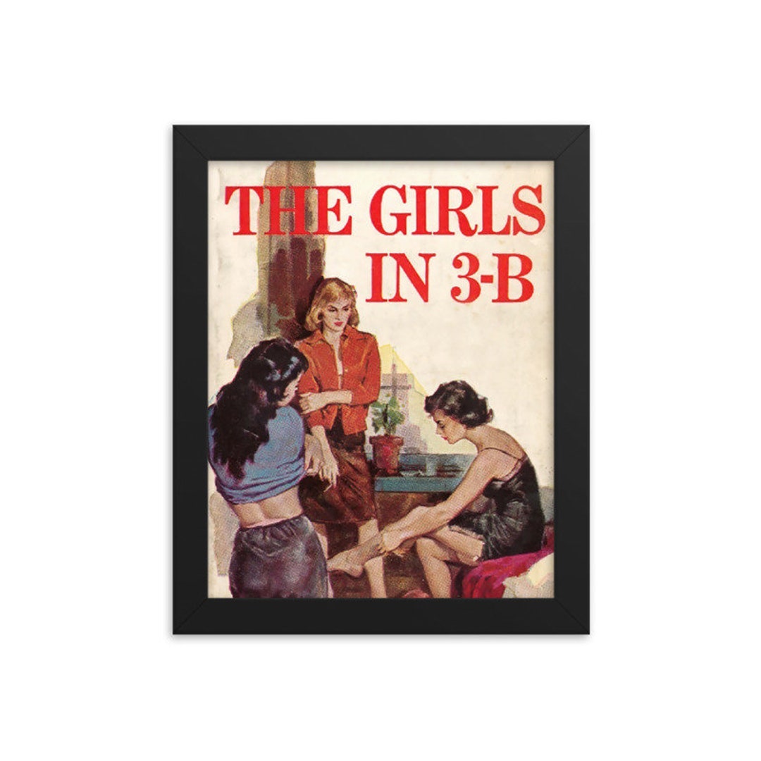 The Girls In 3b Vintage Lesbian Pulp Fiction Cover Art Framed Poster