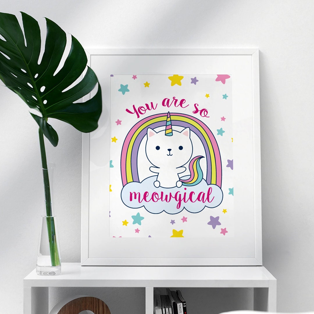 Caticorn (cat Unicorn) Meowgical Inspirational Kids Poster for Bedroom ...