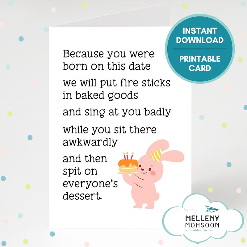 21st Bunny Birthday Card - Etsy