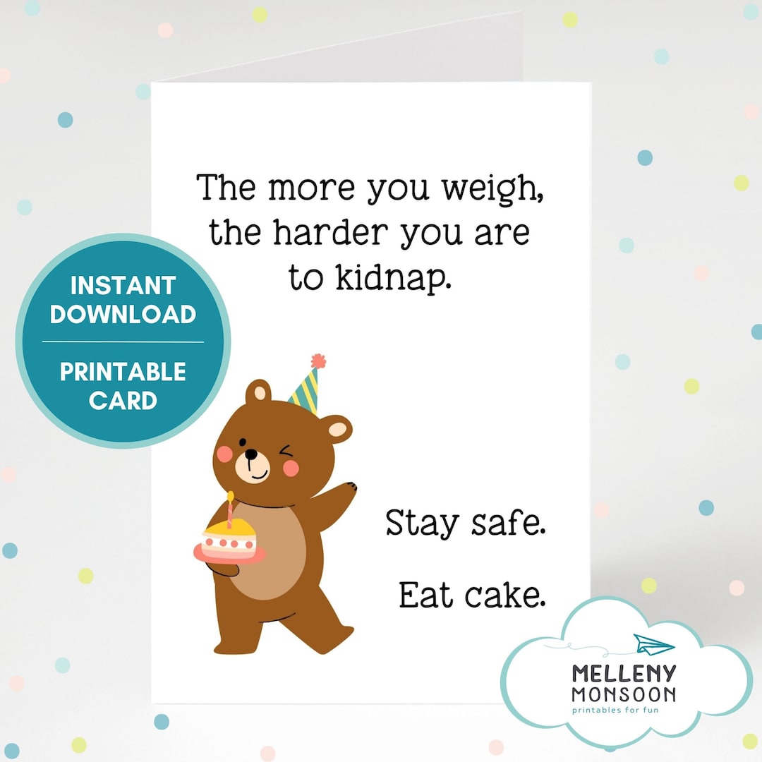 Funny Printable Birthday Card for Her, Stay Safe Eat Cake, Snarky ...