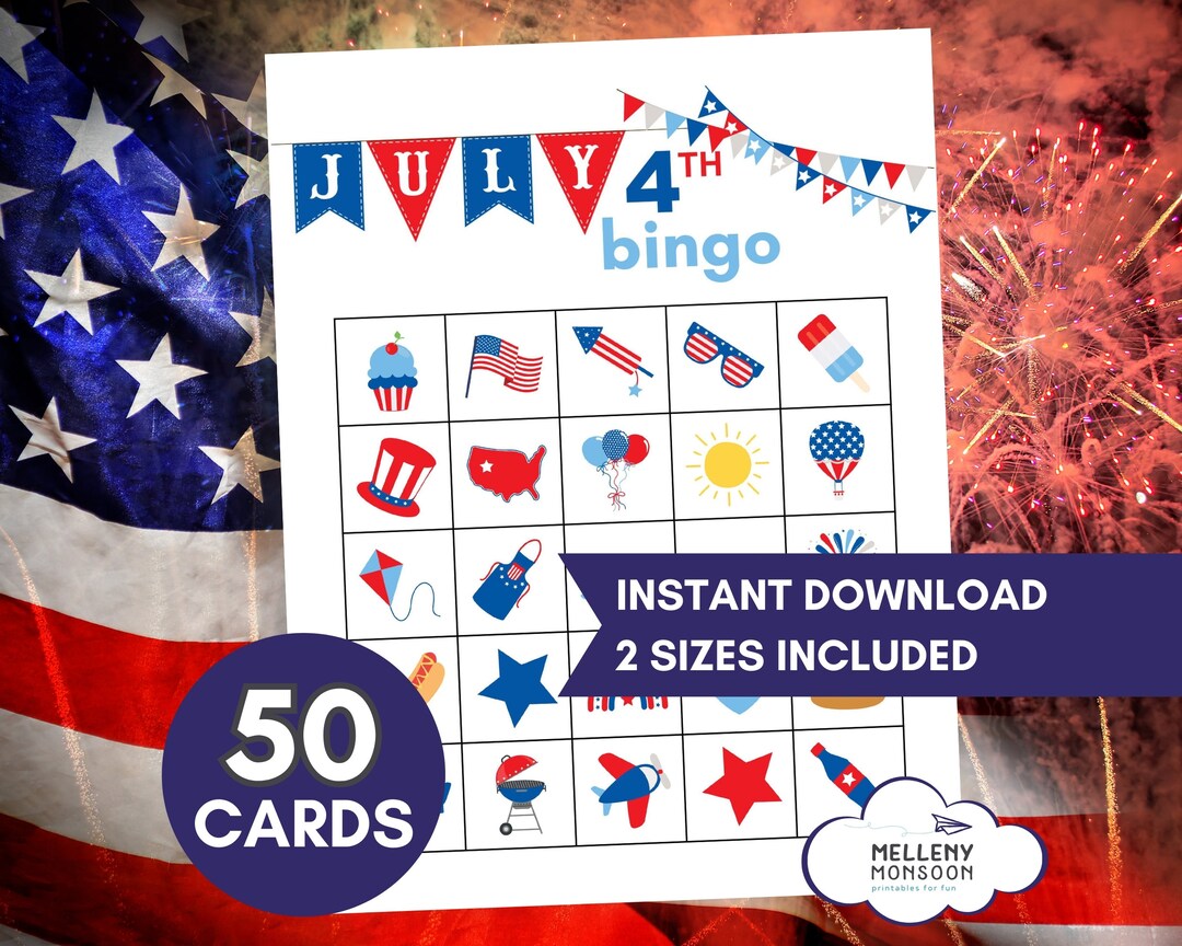 4th of July Bingo, Independence Day, Fourth of July Party Game, July ...