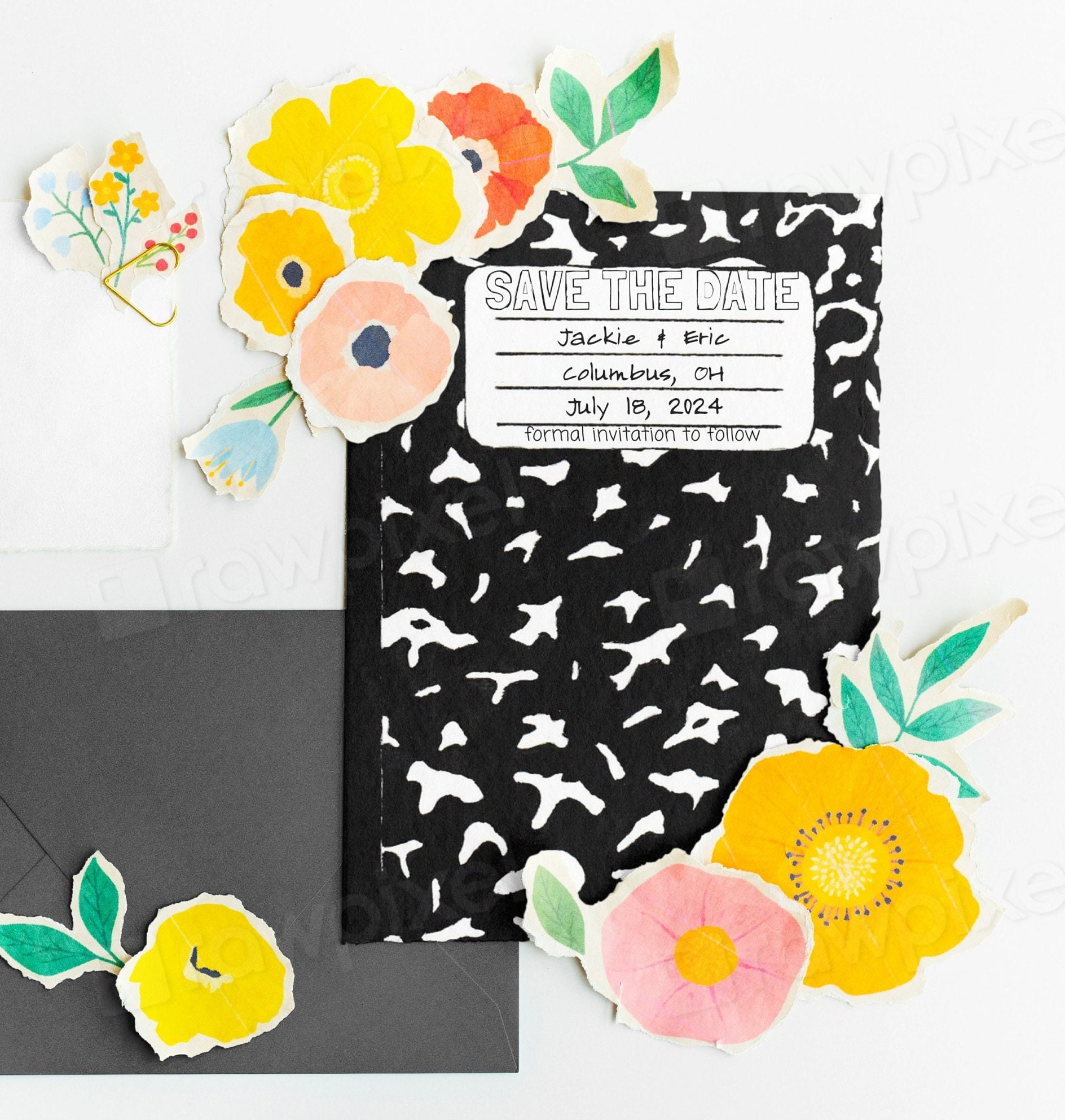 Notebook Save the Date | Composition Notebook Invitation | Fun ...