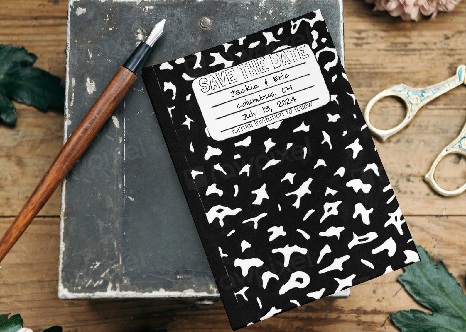 Notebook Save the Date | Composition Notebook Invitation | Fun ...