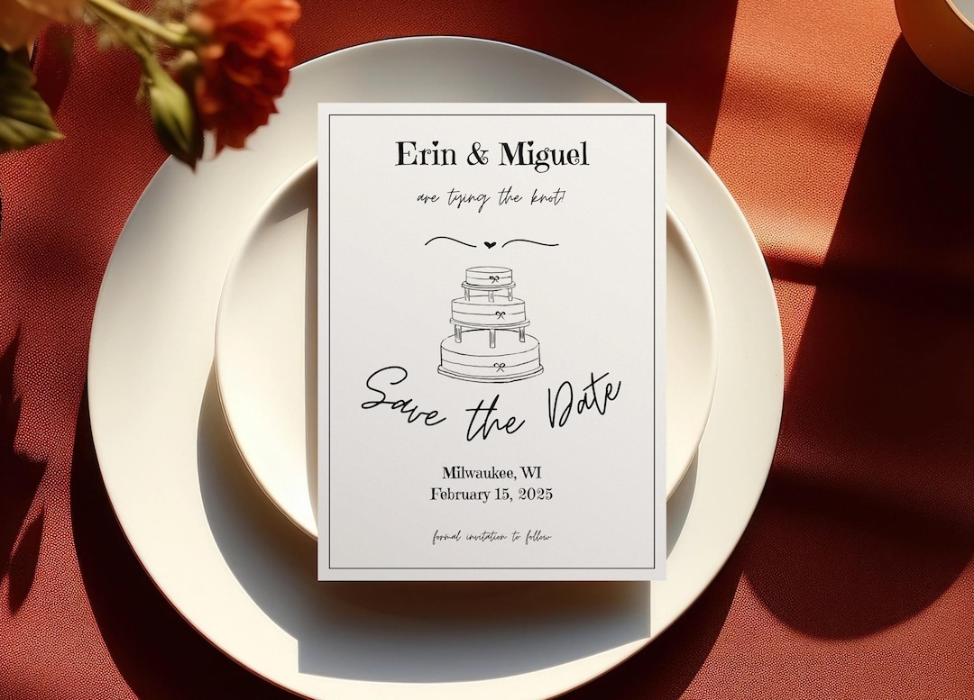 Simple Save the Date Template | Cake Doodle Save the Date | Minimalist ...