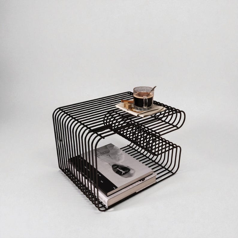 Black Wire Side Table - Modern Side Table , Side Table With Shelf ...