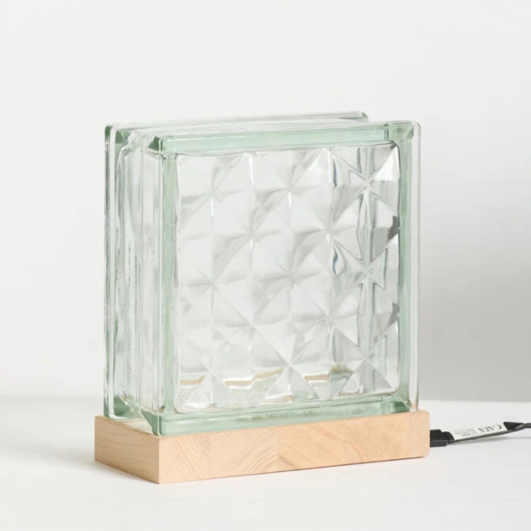 RGB Remote Controlled Glass Brick Table Lamp | Industrial Modern USB ...