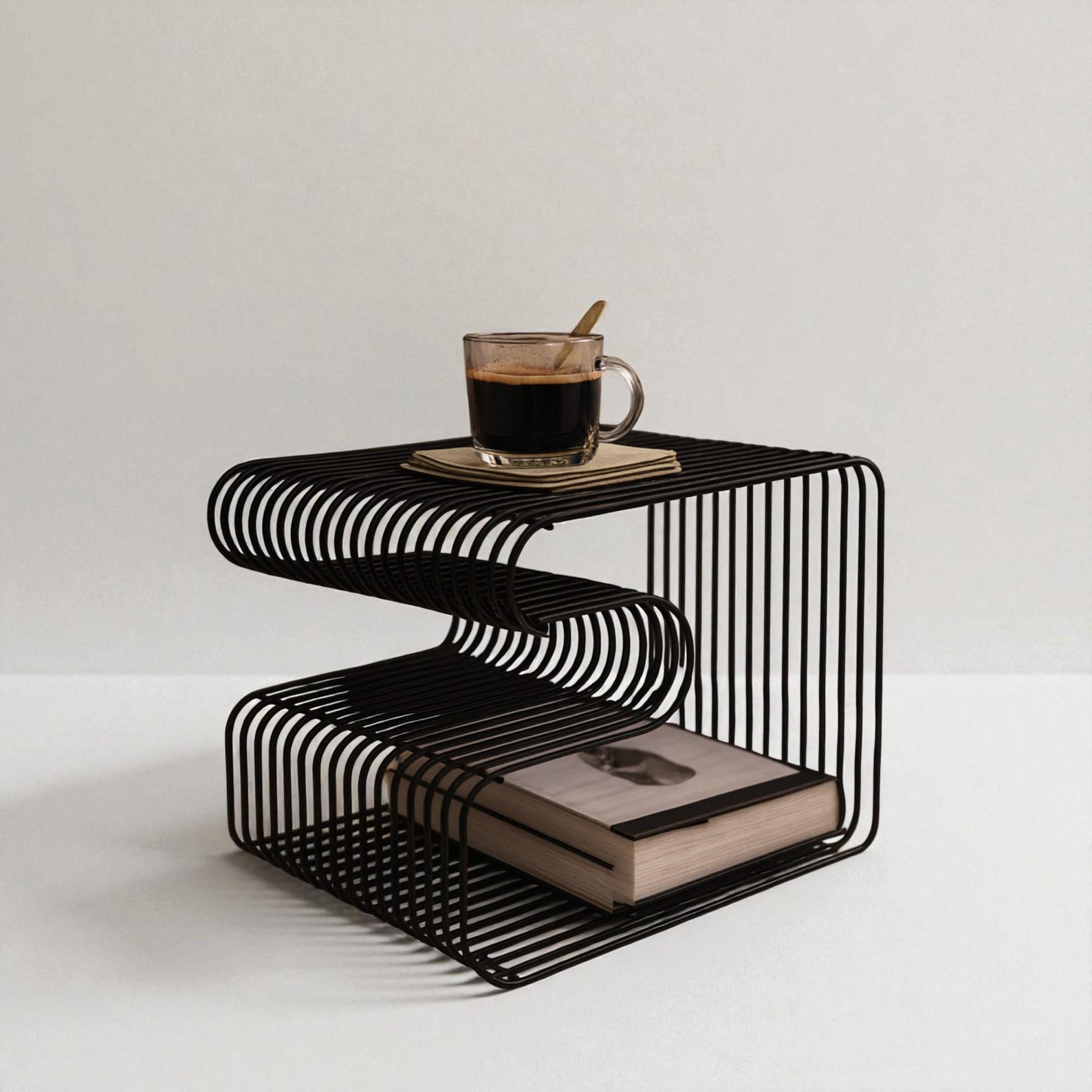 Black Wire Side Table - Modern Side Table , Side Table With Shelf ...