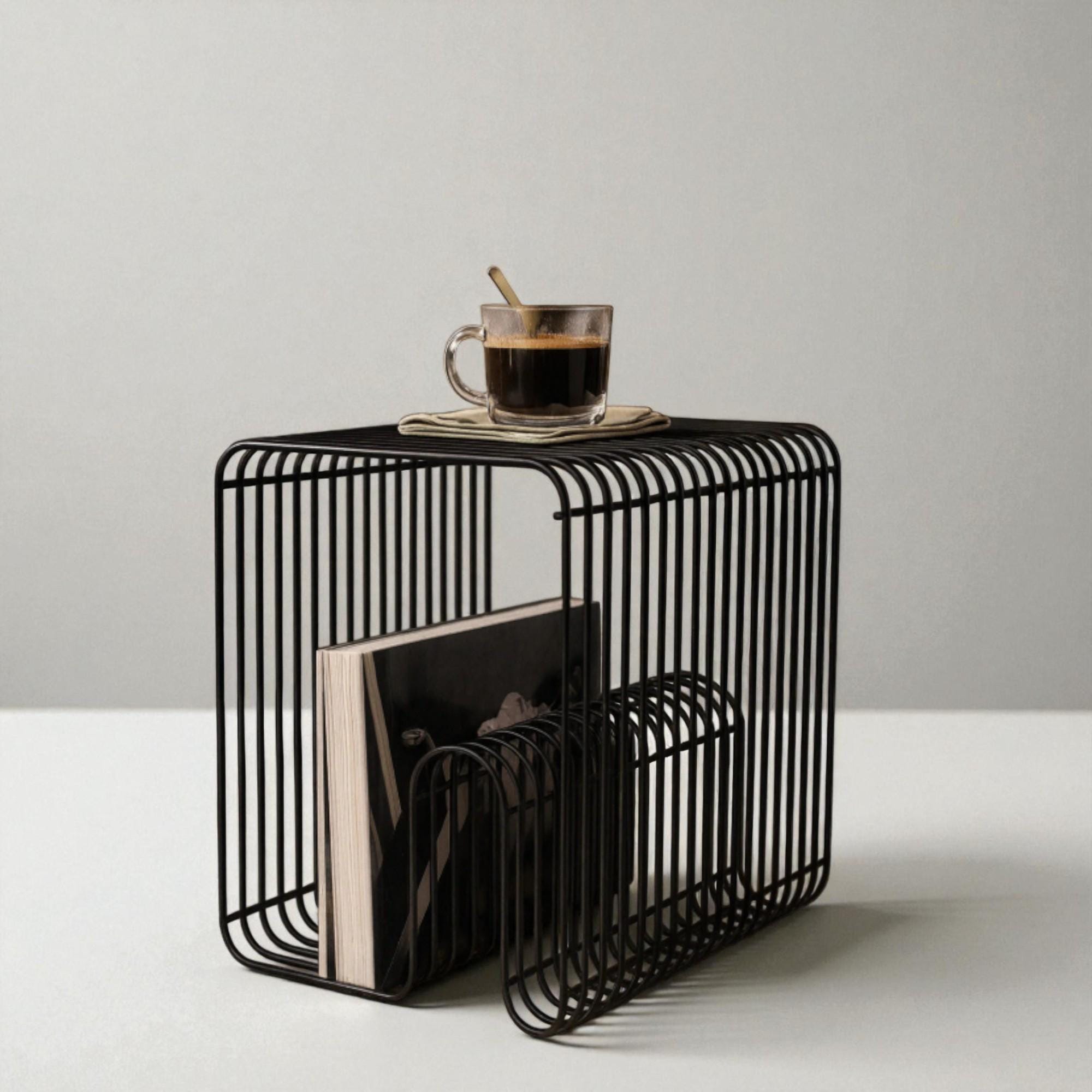 Black Wire Side Table - Modern Side Table , Side Table With Shelf ...