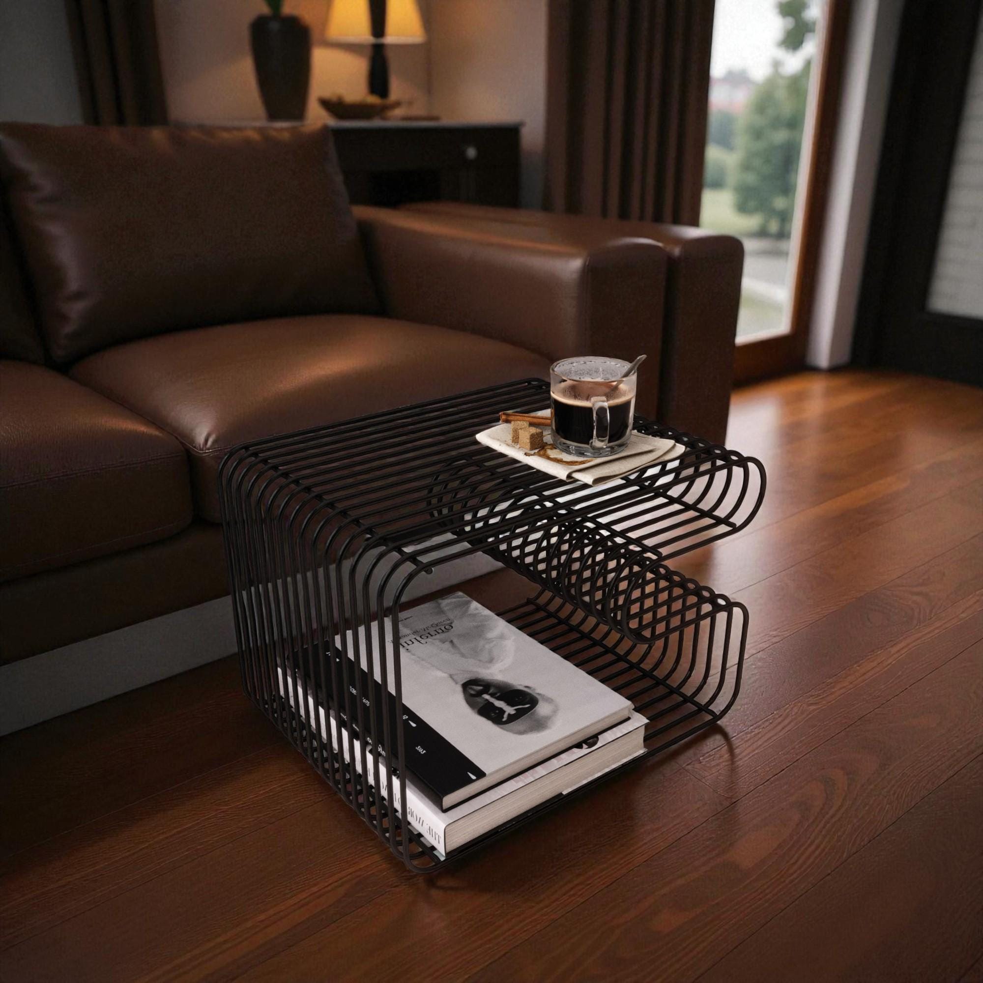 Black Wire Side Table - Modern Side Table , Side Table With Shelf ...