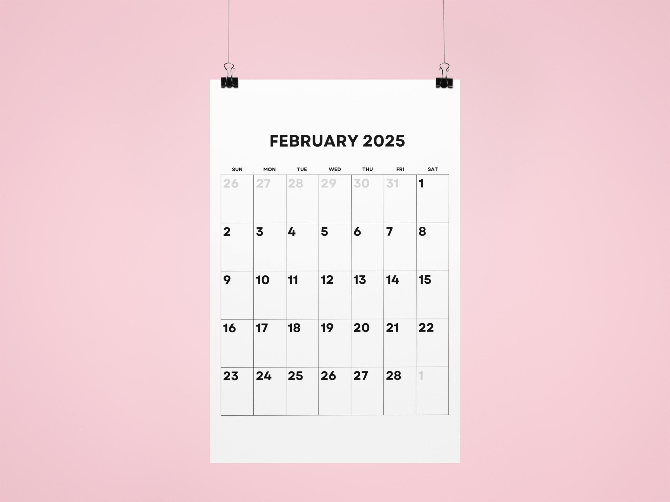 February 2025 Calendar Printable - Etsy UK