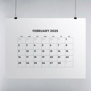 February 2025 Calendar Printable - Etsy UK