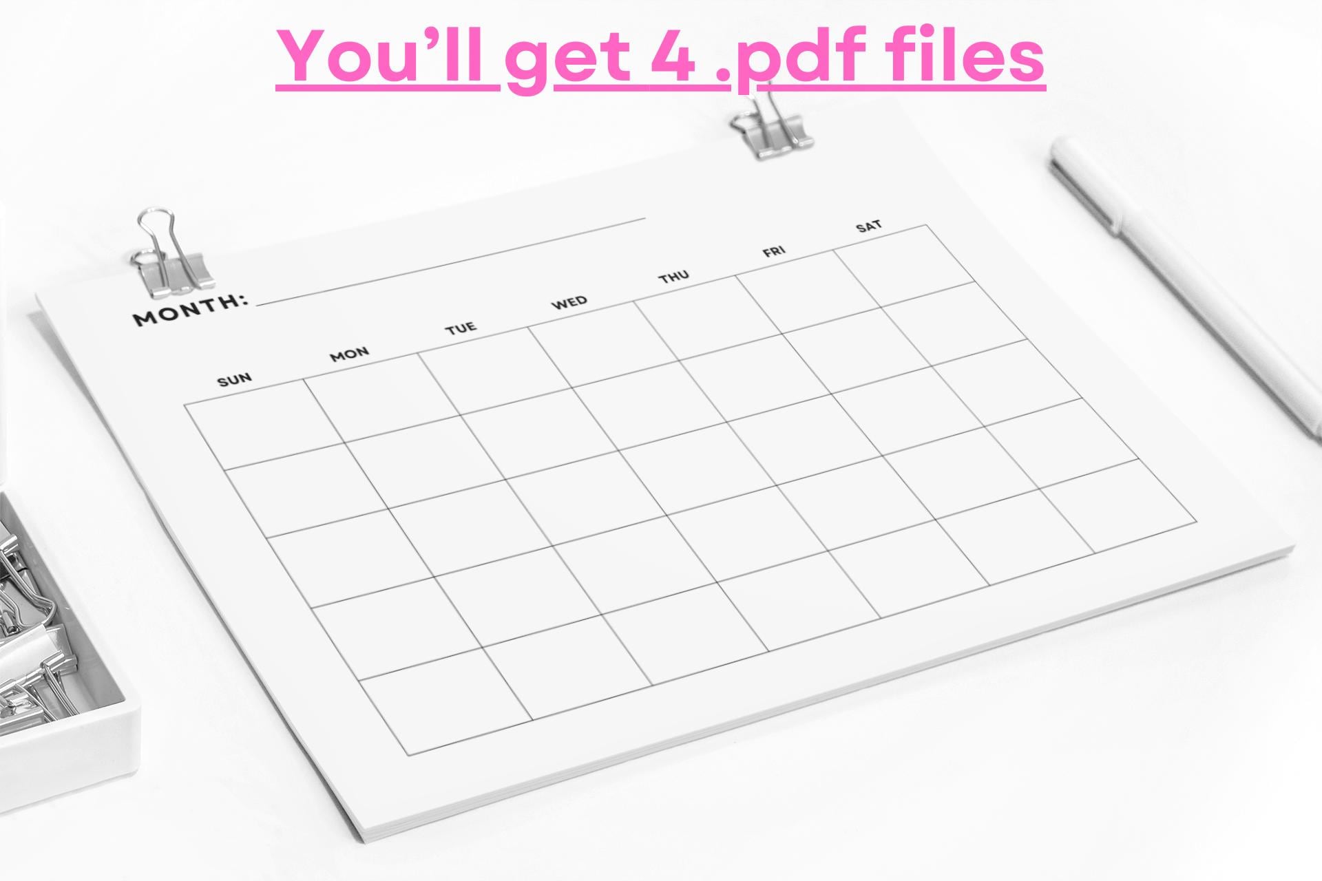 Blank Calendar Printable Landscape and Portrait - Etsy