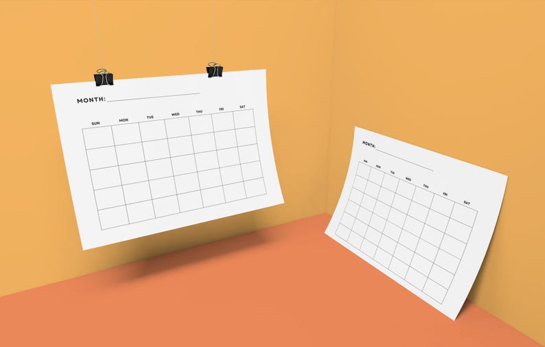 Blank Calendar Printable Landscape and Portrait - Etsy