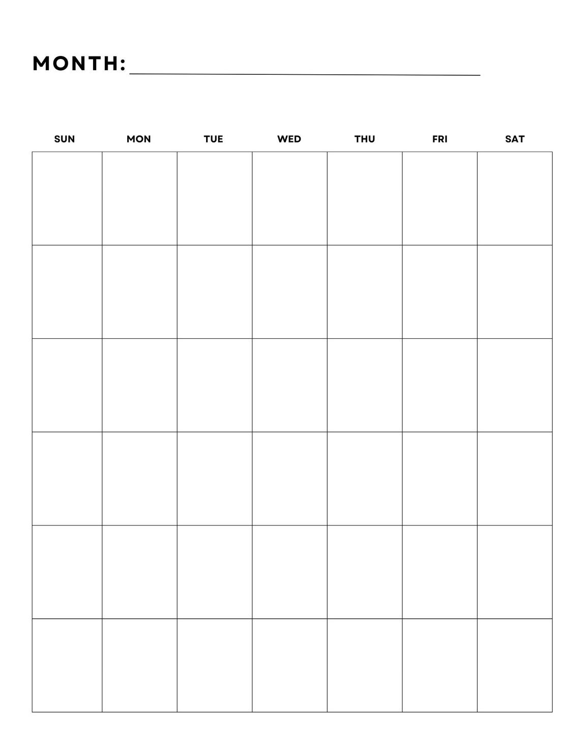Blank Calendar Printable Landscape and Portrait - Etsy
