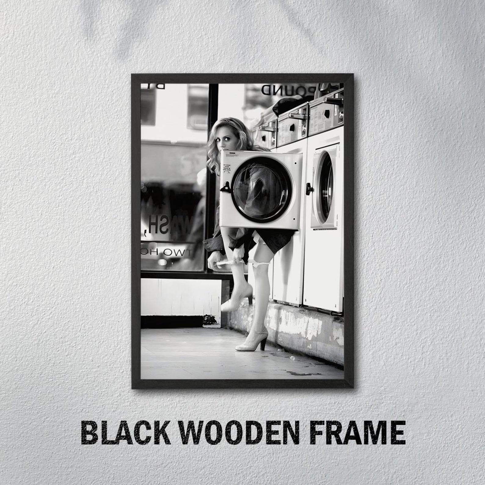 Feminis Woman and Man in the Washing Machine Poster, Black and White ...