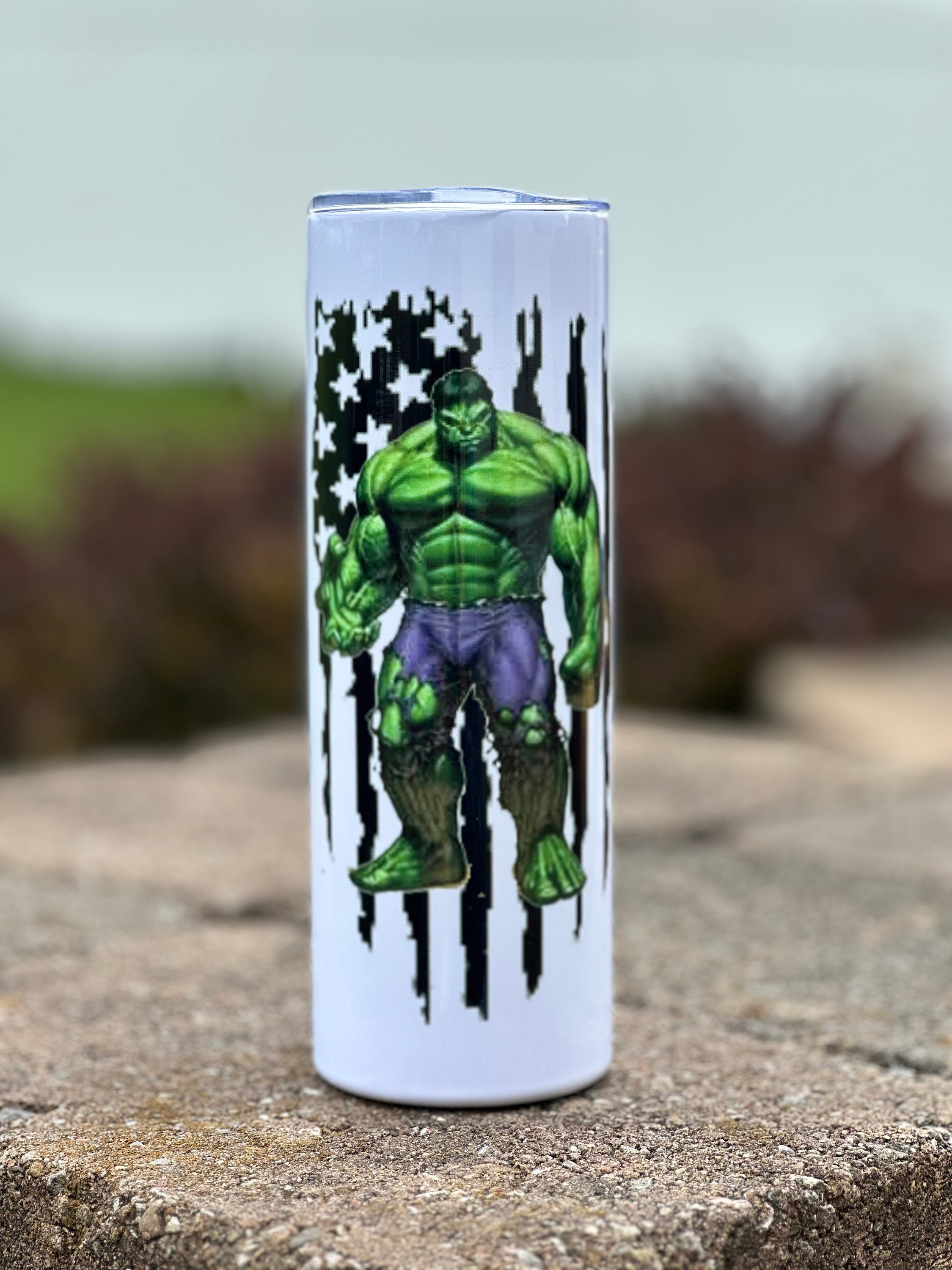 20oz Hulk Skinny Stainless Steel Cup With Plastic Lid and Plastic Straw ...