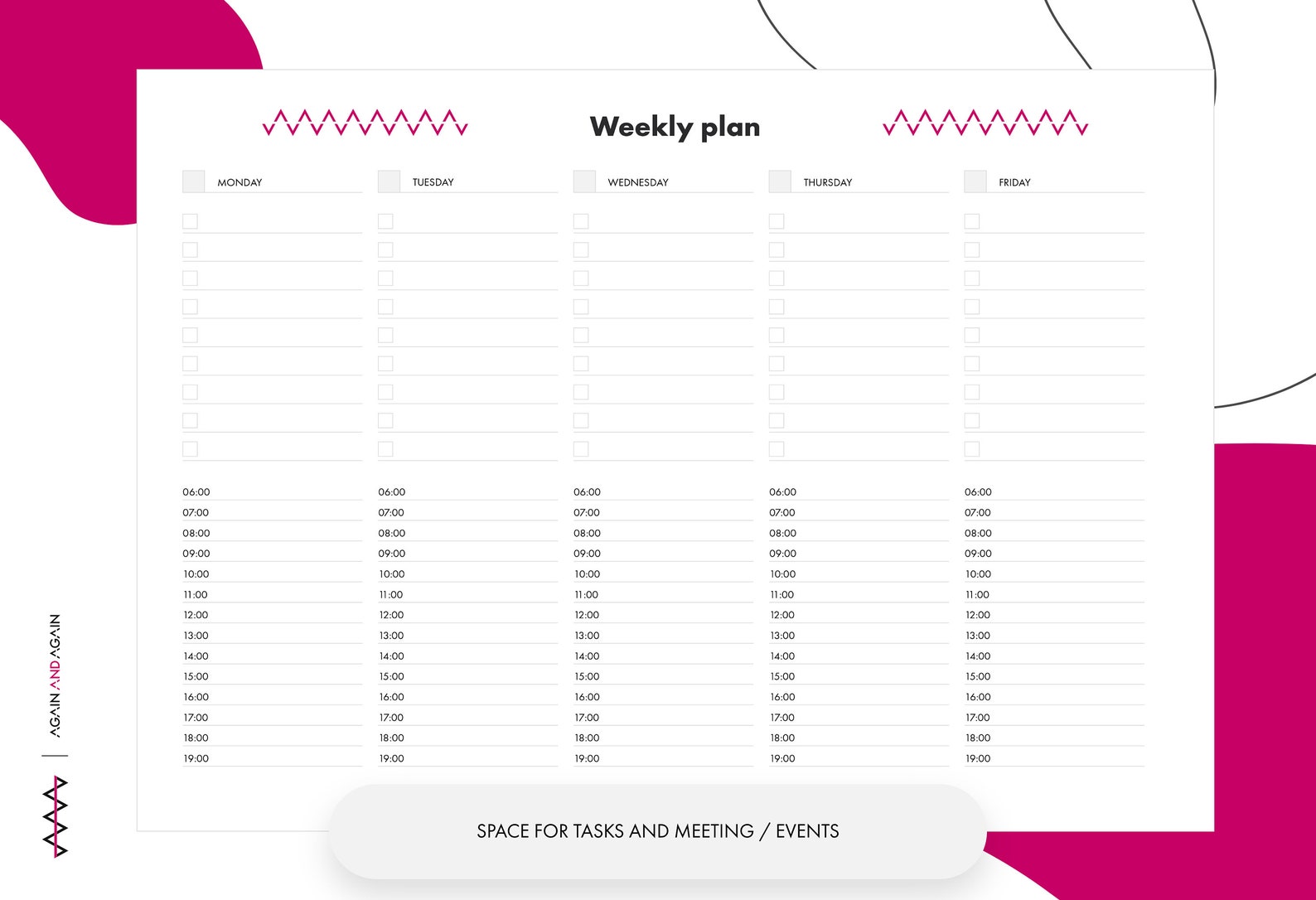 Weekly Planner A4 Printable, Hourly Schedule and Task List, 5-day ...
