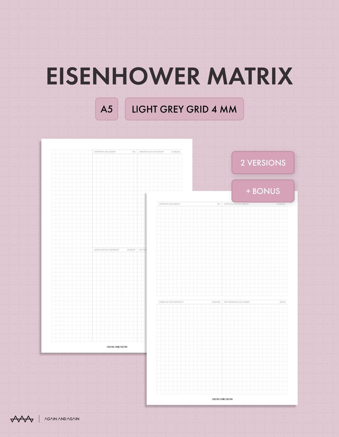 Eisenhower Matrix Planner Task Prioritization, 4 Quadrants, Notes ...