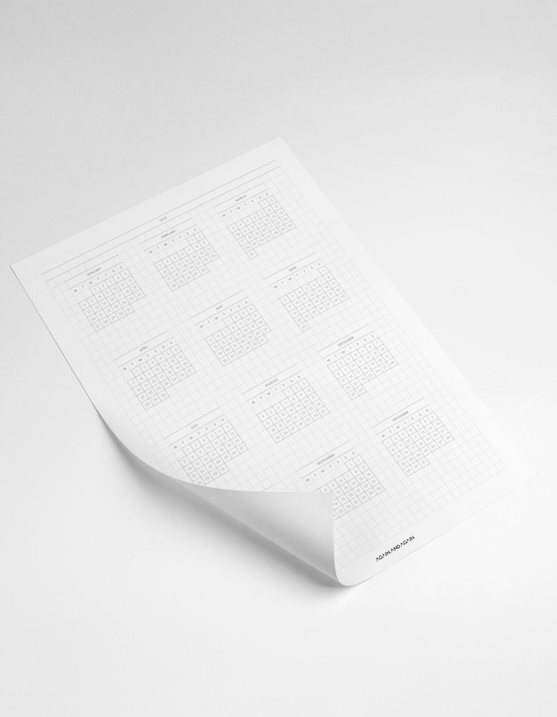 A5 Yearly Calendar Insert 2025 Overview, Small Monthly Calendars ...
