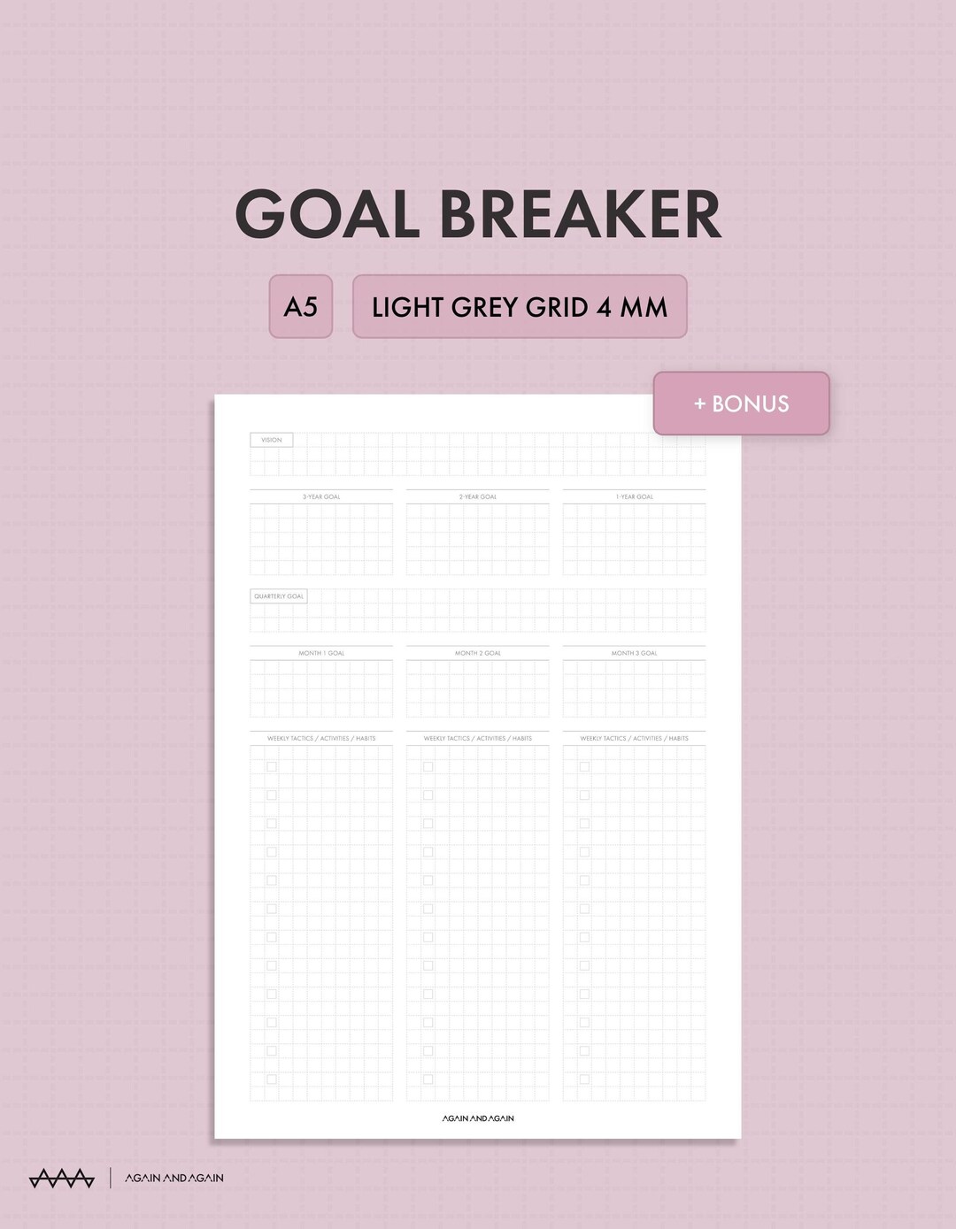Goal Planner From Vision to Weekly Tasks 3-year to Monthly Planning ...