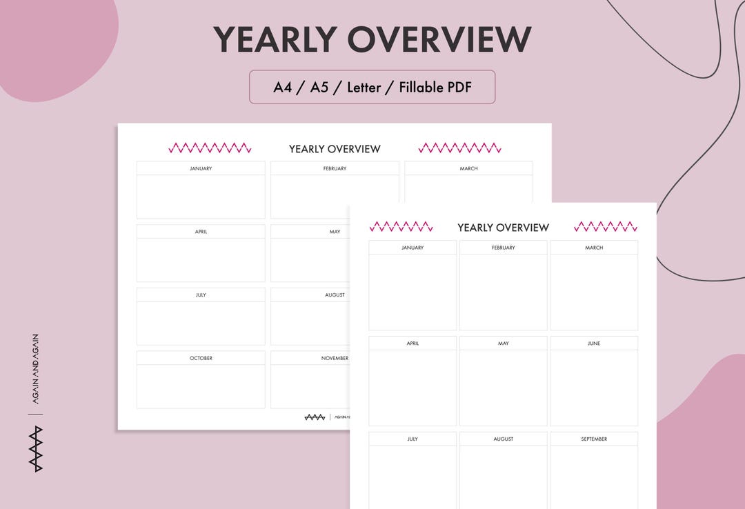 Yearly Overview Planner See Your Year at a Glance - Etsy