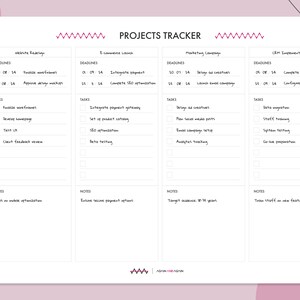 Projects Tracker A4 Horizontal Format Printable Manage Multiple ...