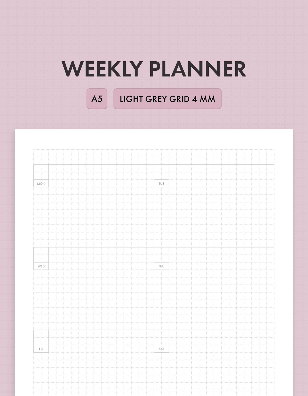 Weekly Planner Printable A5 - Etsy