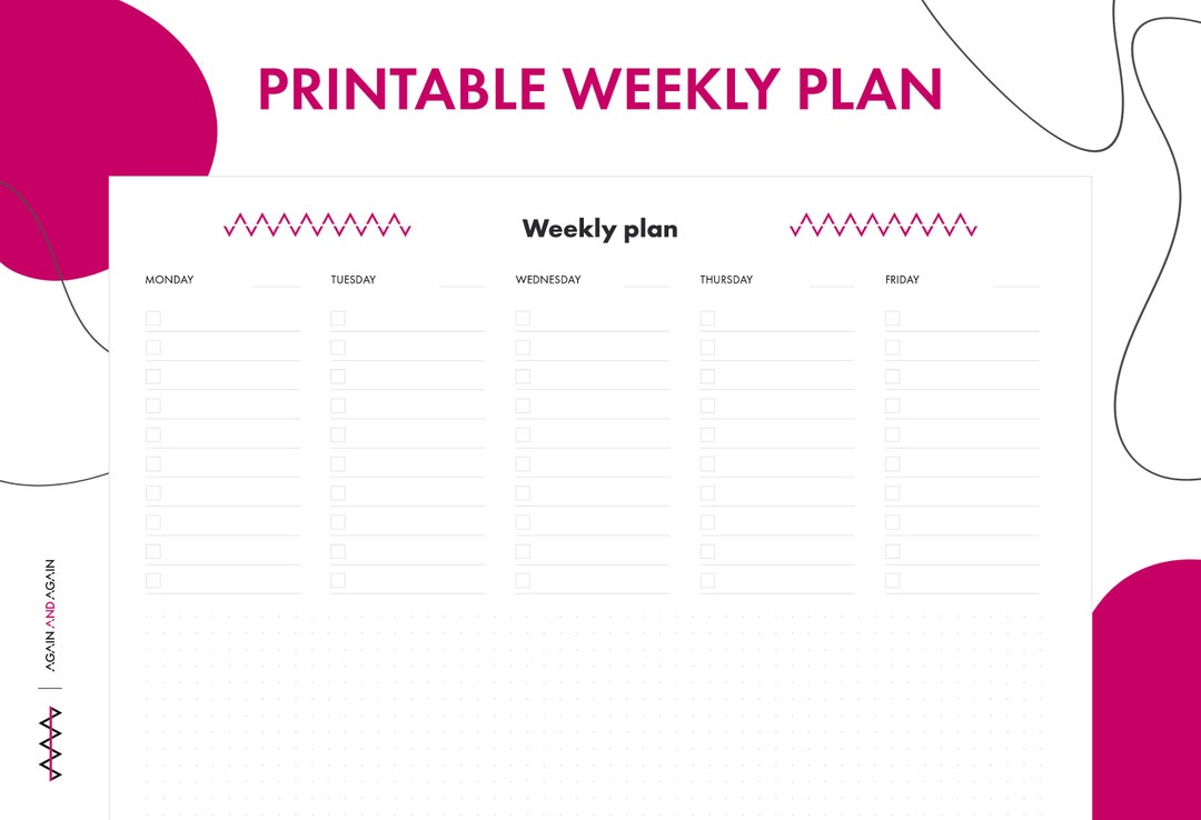 Printable Weekly Planner A4 Horizontal Format With Daily Task and Note ...