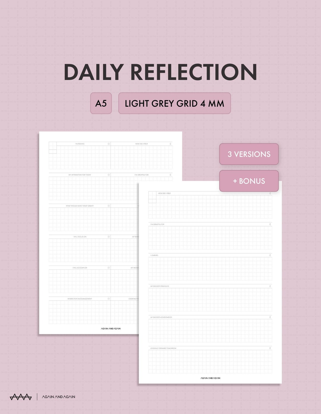 Daily Reflection Planner Printable A5 - Etsy