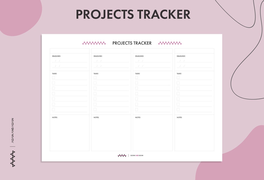 Projects Tracker A4 Horizontal Format Printable Manage Multiple ...