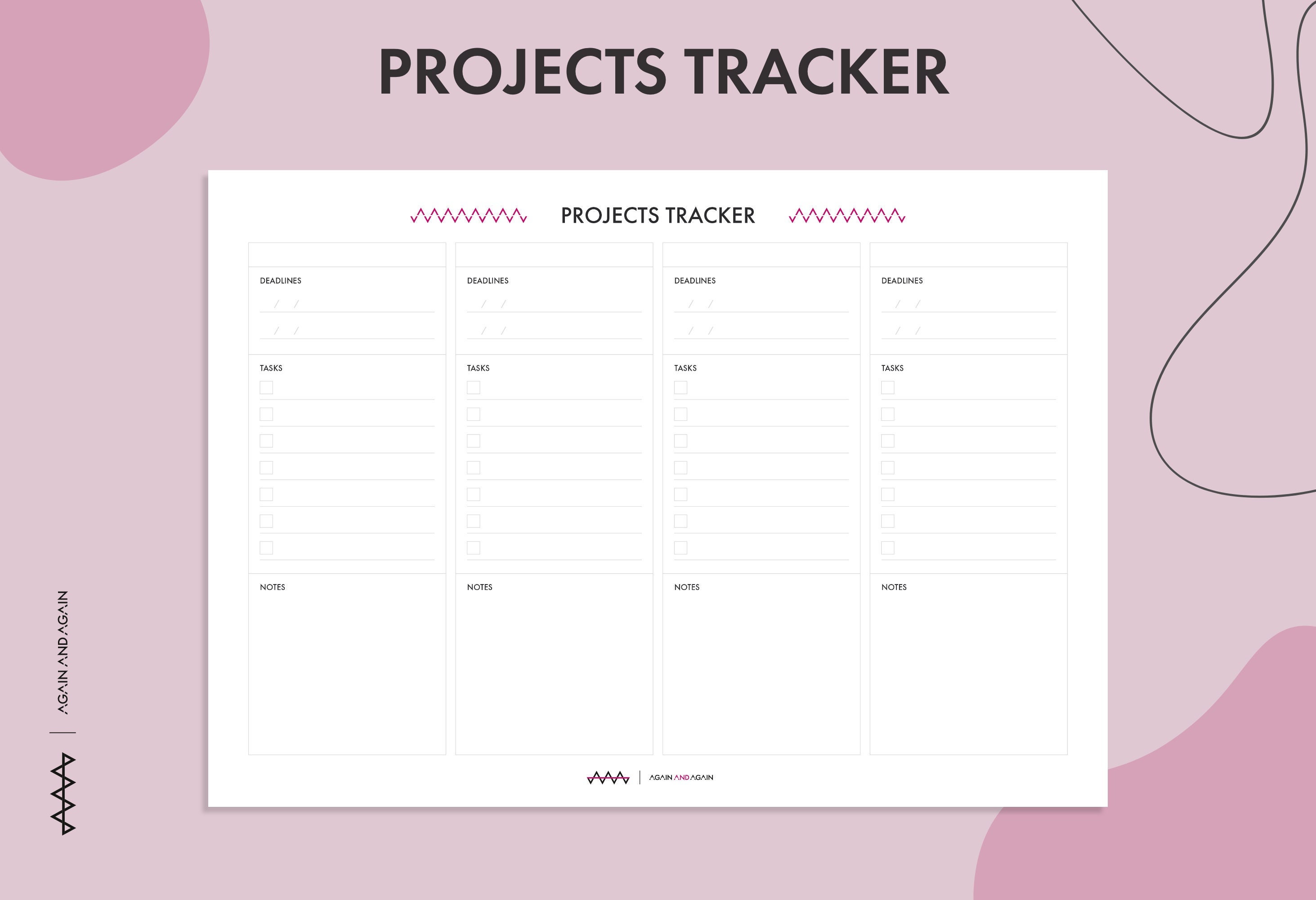 Projects Tracker A4 Horizontal Format Printable Manage Multiple ...