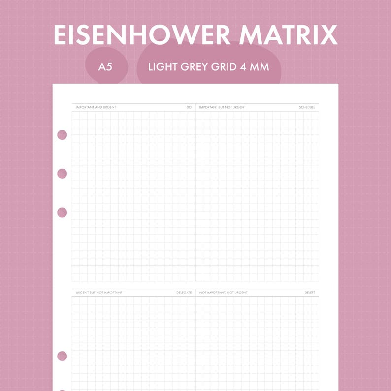 Eisenhower Matrix Printable A5 - Etsy