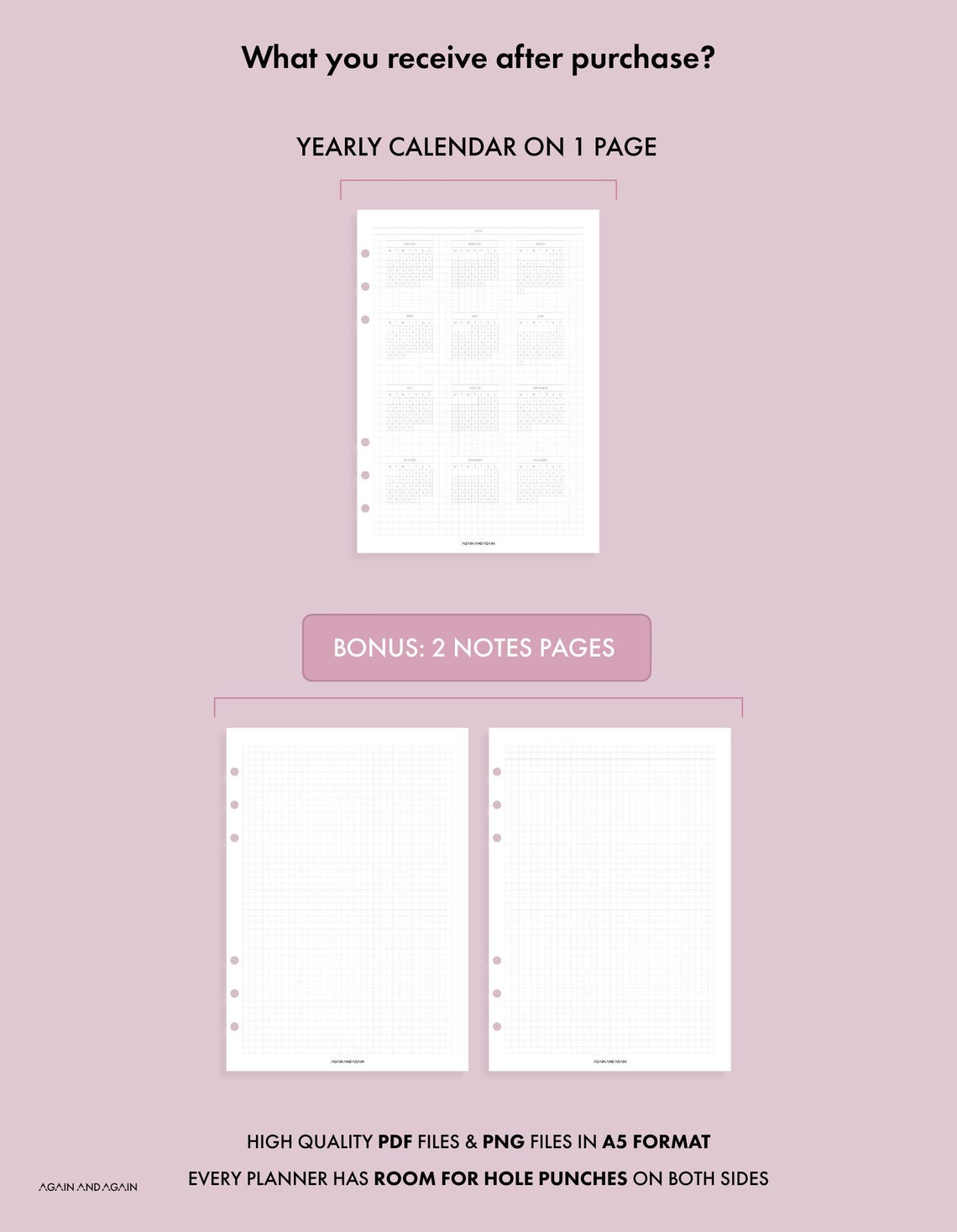 A5 Yearly Calendar Insert 2025 Overview, Small Monthly Calendars ...
